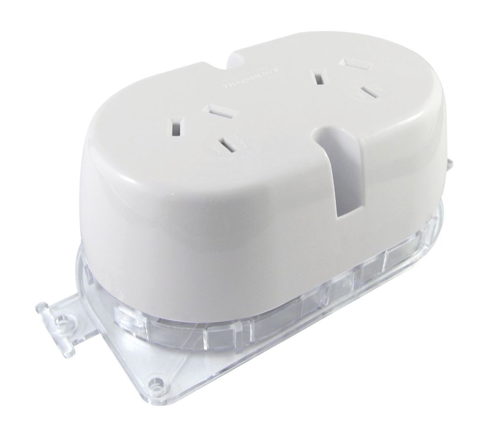 Surface Socket Double 10A 4terminal with Mount Plate White — Ideal Electrical Suppliers Limited