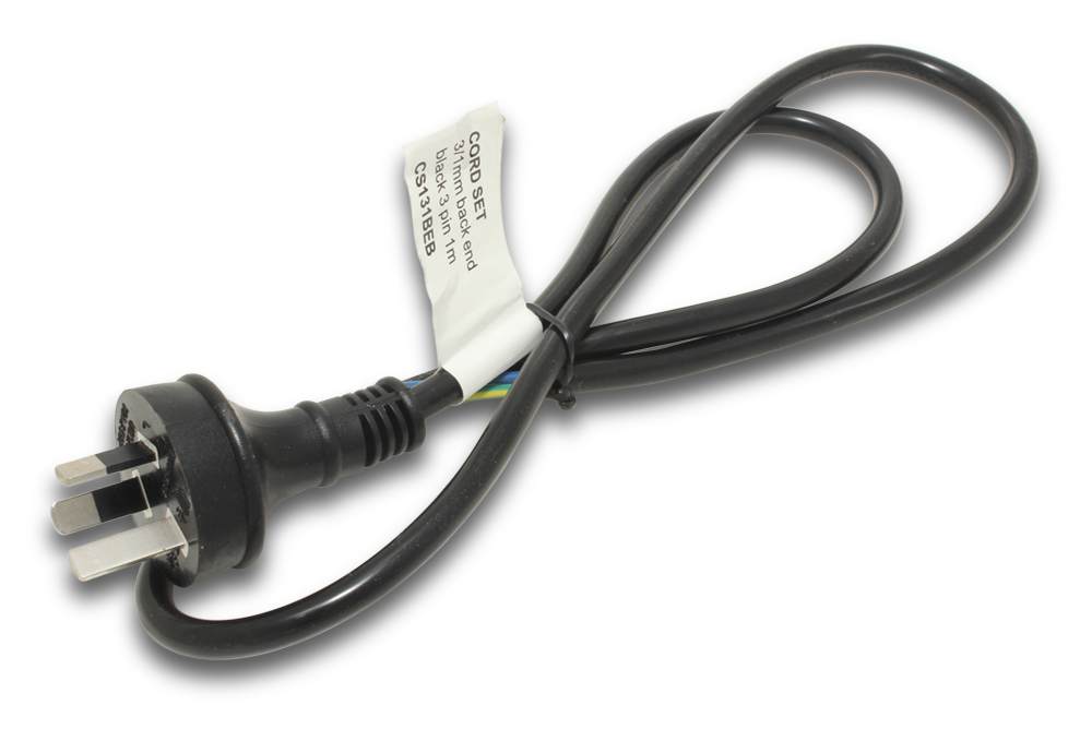 Allied Cord Set 1m Black 1mm 3c PVC Flex 3Pin BE Plug — Ideal ...