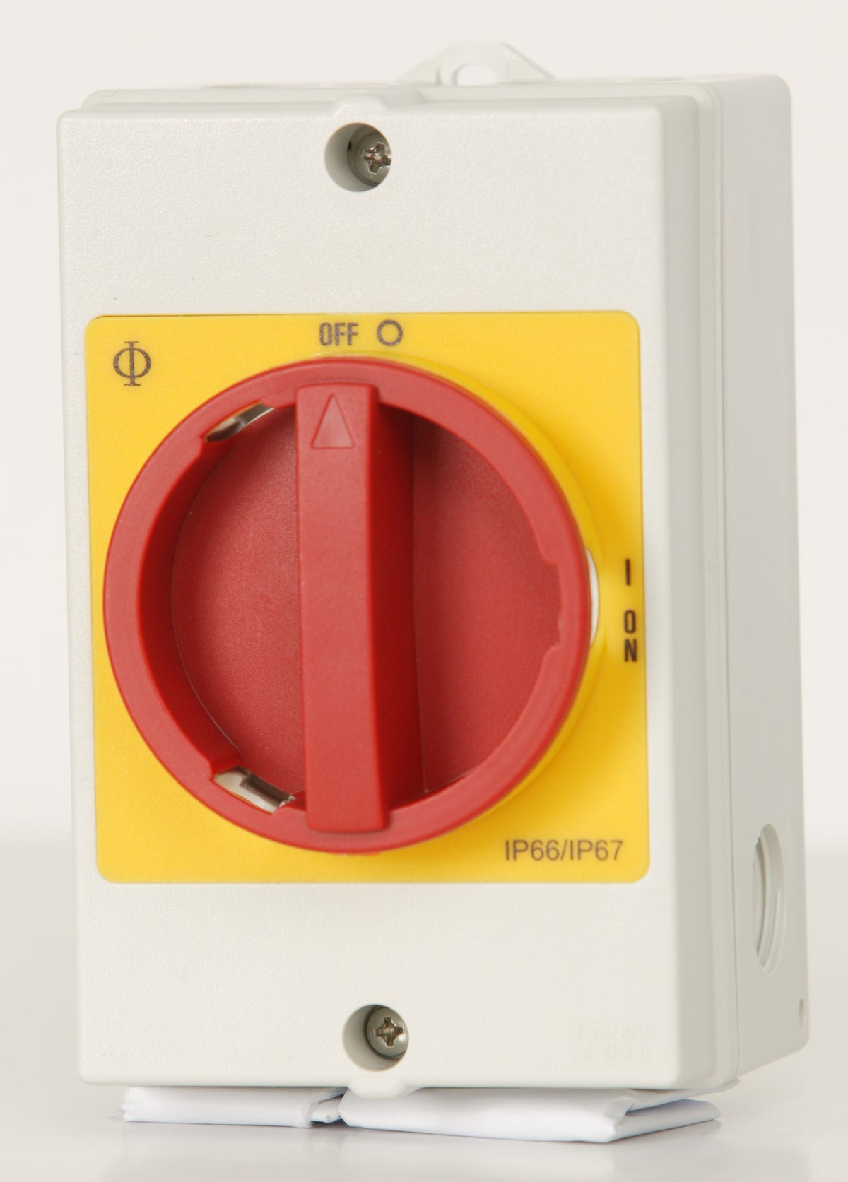 Isolator 63A 3P Plastic Encl P/Lock Red/Yellow Handle IP65 — Ideal ...