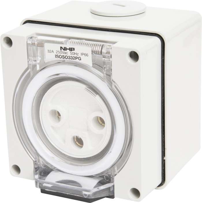 ISO Socket Outlet 3Pin 32A 250V Grey — Ideal Electrical Suppliers Limited
