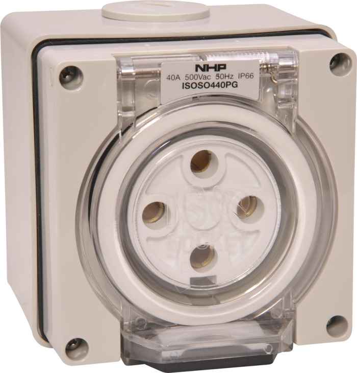 ISO Socket Outlet 4Pin 40A 500V 3Ph Grey — Ideal Electrical Suppliers ...