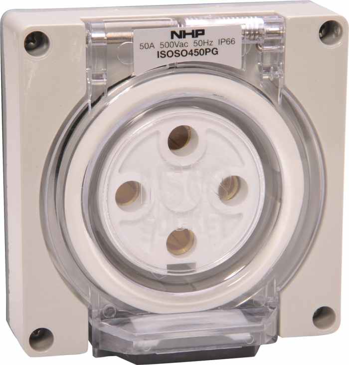 ISO Socket Outlet 4Pin 50A 500V 3Ph Grey No B/Box — Ideal Electrical ...
