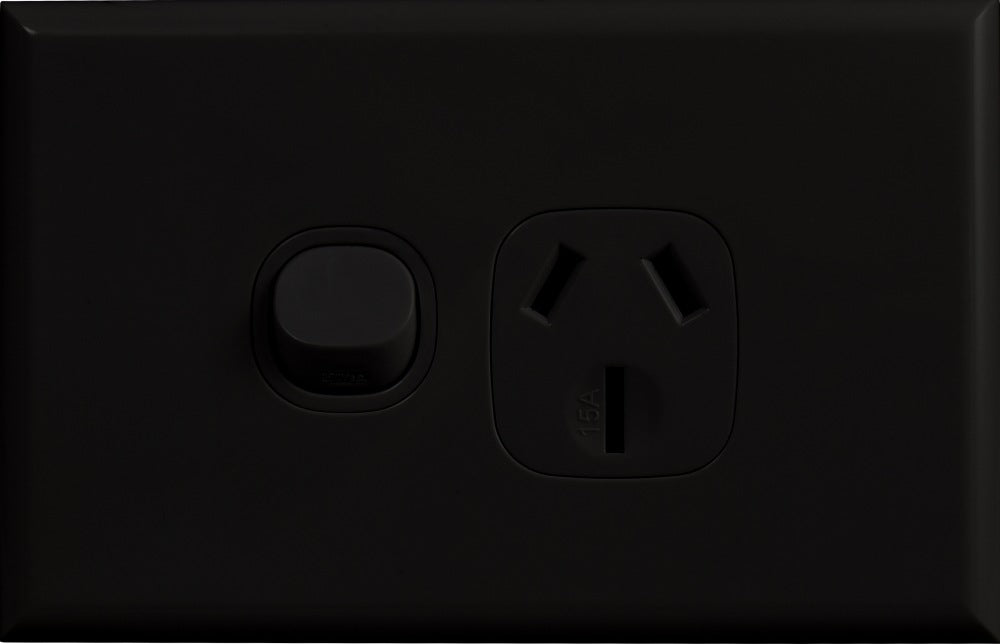 Home Logix Switch Socket Single 15A Horizontal Black — Ideal Electrical ...